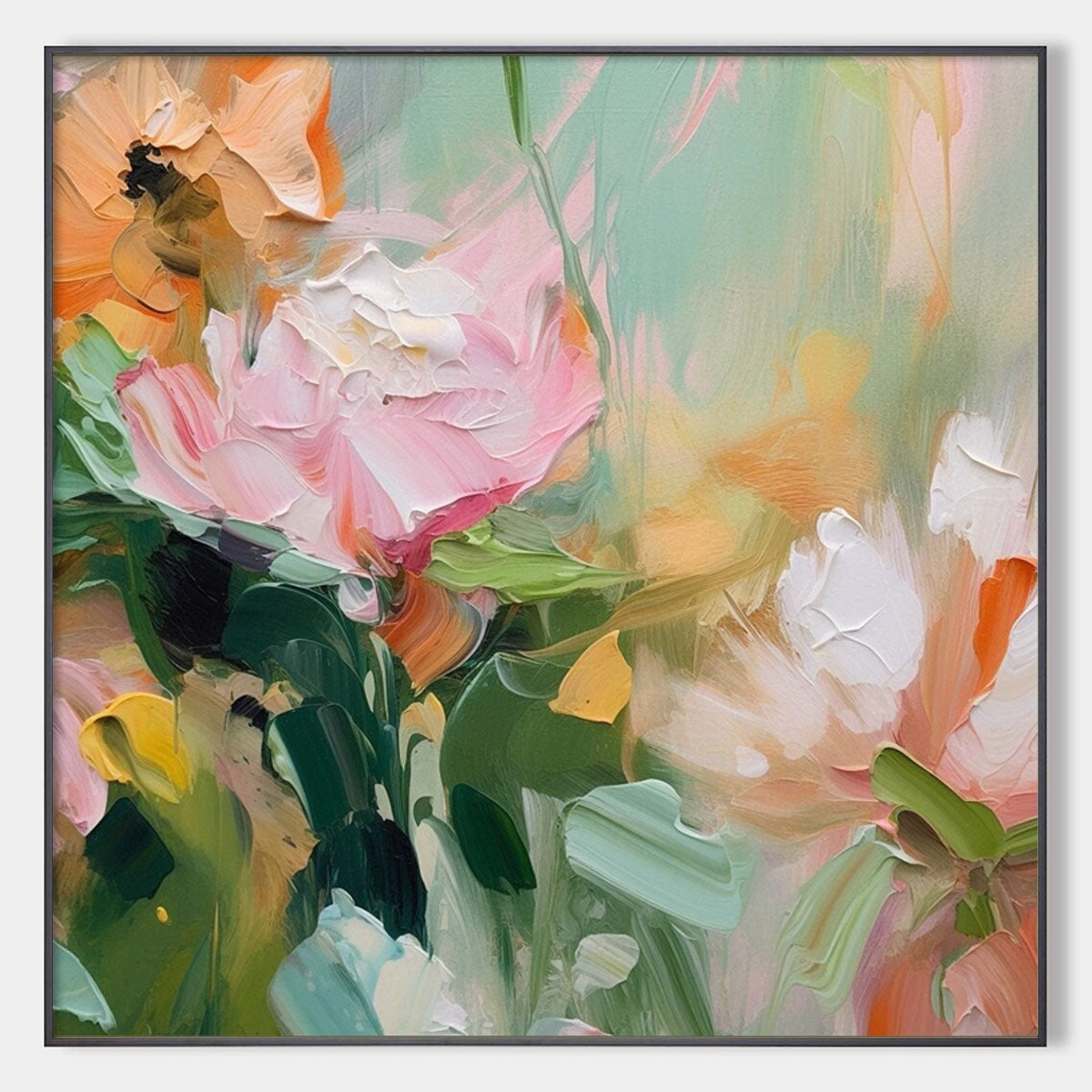 Blooming Romance: Original Impressionistic Floral Oil Painting - Pink ...