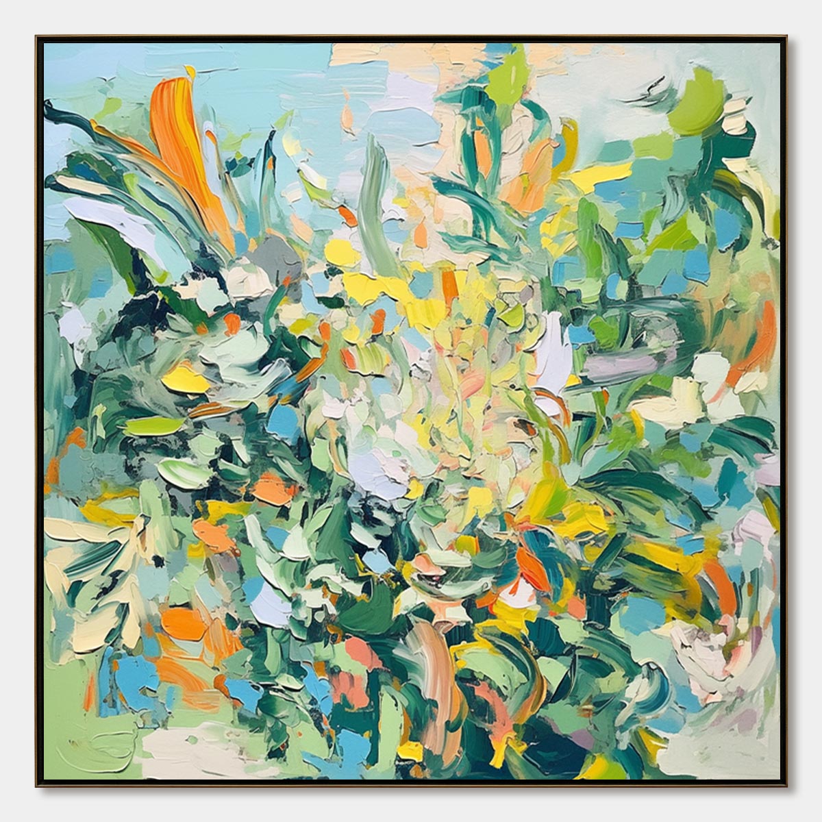 Botanical Whirl abstract floral impressionist oil painting on canvas