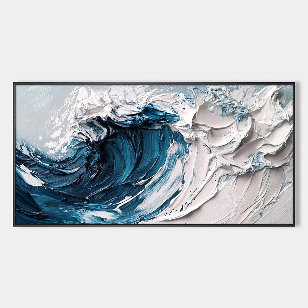 Crashing Wave: Original Textured Impasto Ocean Wave Oil Painting - Blue ...