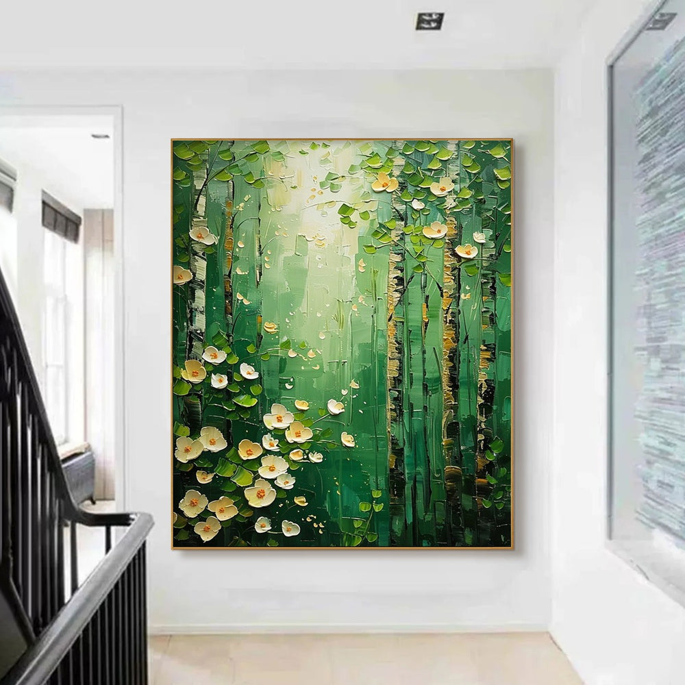 Forest Bloom: Original Impasto Forest Oil Painting - Textured Floral ...