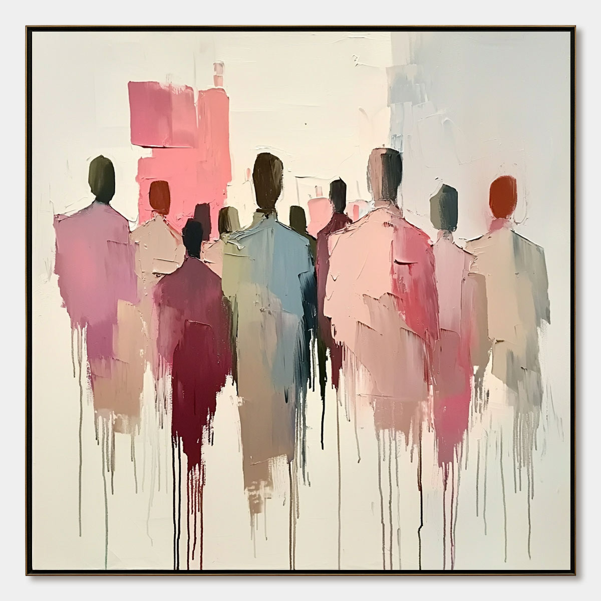 Gathering: Original Abstract Figurative Palette Knife Oil Painting ...
