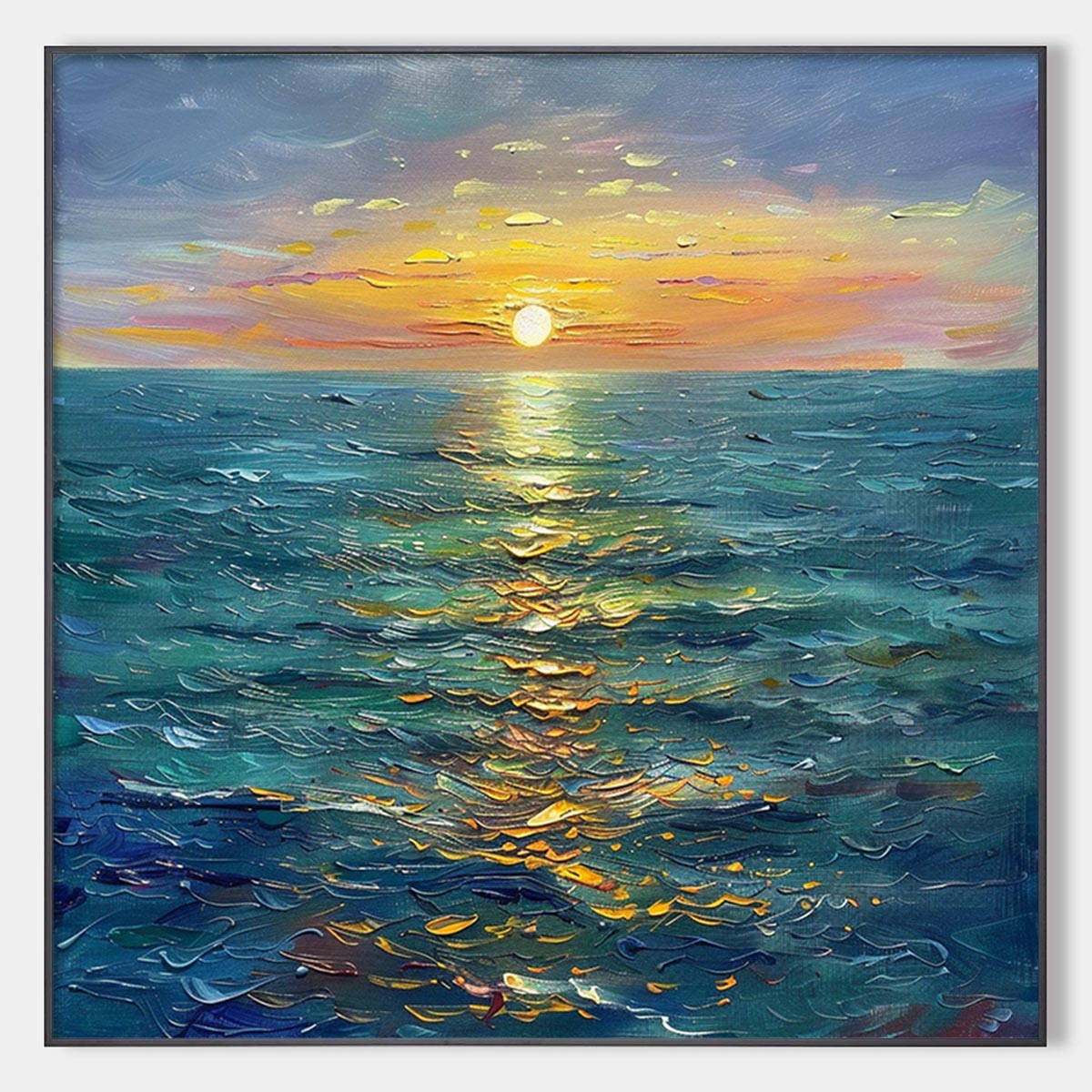 Golden Hour: Original Textured Sunset Seascape Oil Painting - Ocean ...