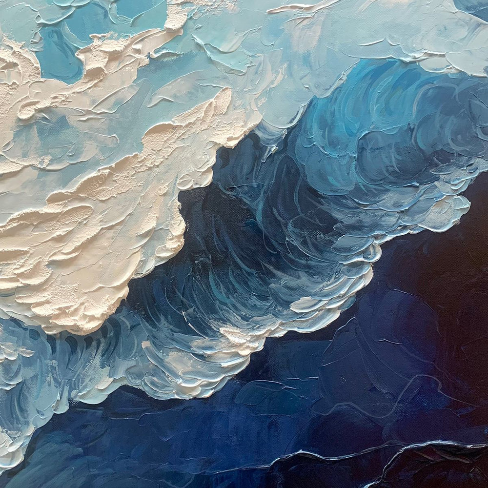 Ocean's Embrace: Original Textured Abstract Seascape Oil Painting ...