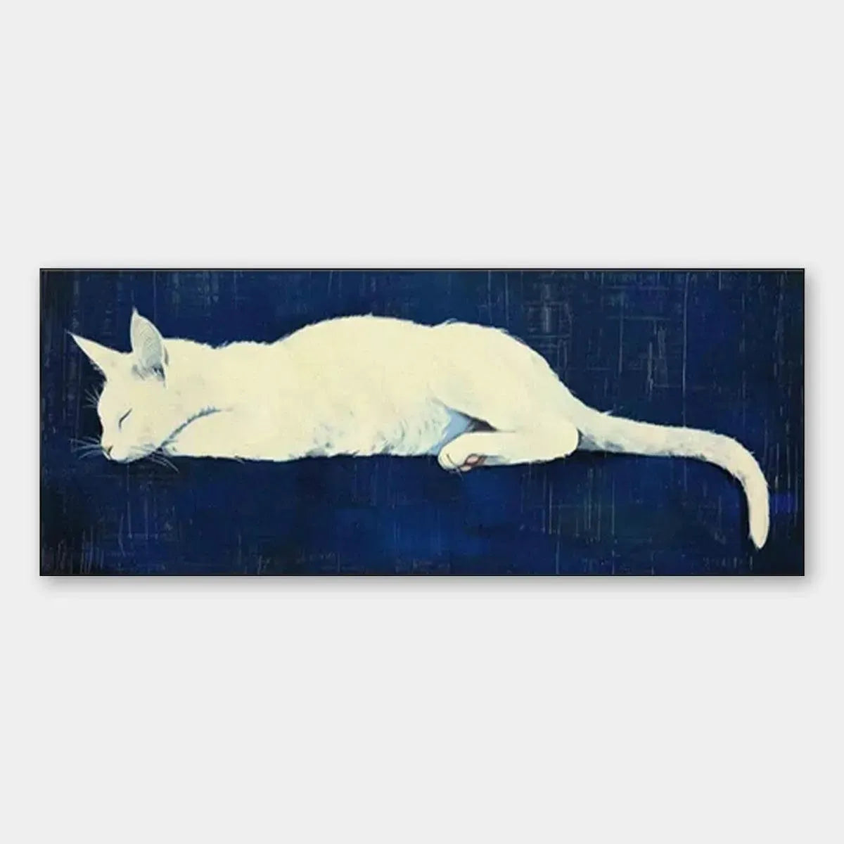 Sleeping White Cat Panoramic: Cat Painting | Panoramic Wall Art | Pet ...
