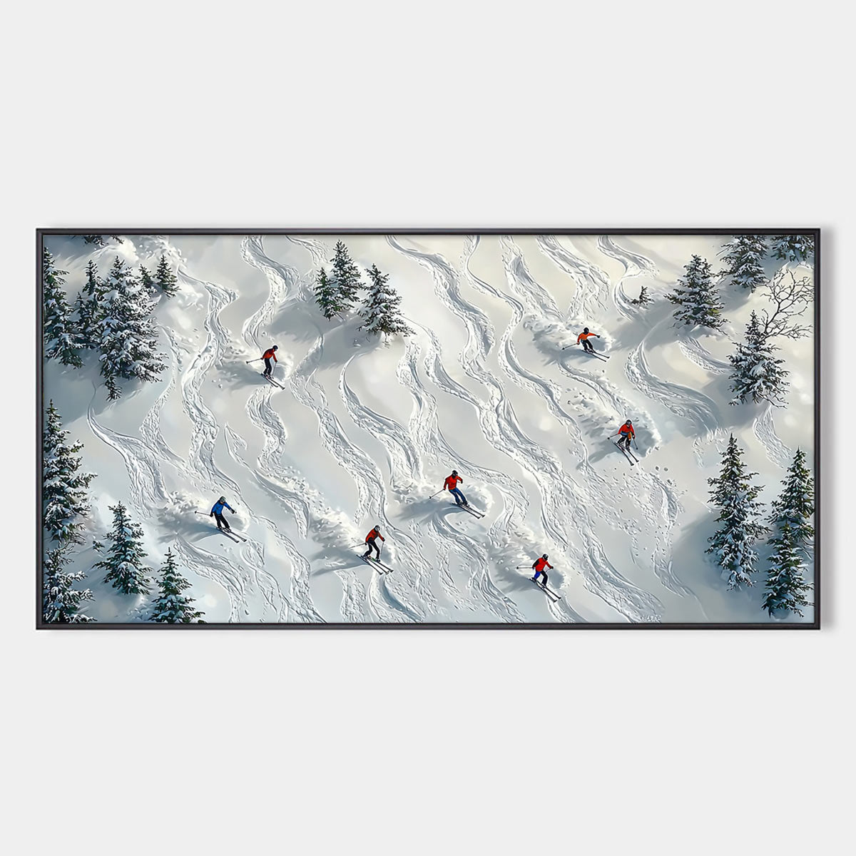 Snow Dance: Original Minimalist Winter Sports Scene Oil Painting ...