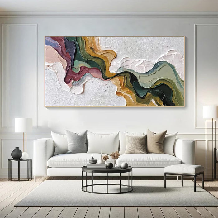 Terra Flow Panoramic Abstract Impasto Oil Painting | Textured Wall Art